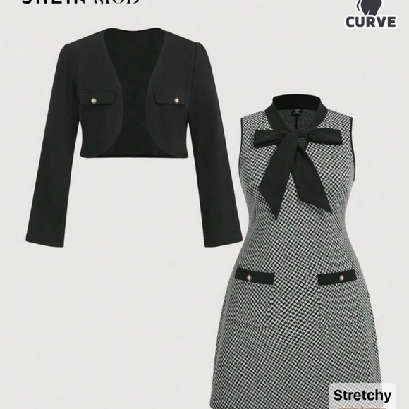 SHEIN | Dresses | Shein Curve Black And Gray Textured Jacket | Poshmark
